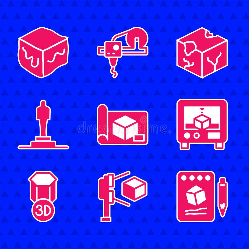 Set Graphing Paper for Engineering, 3D Scanner with Cube, Sketch on ...