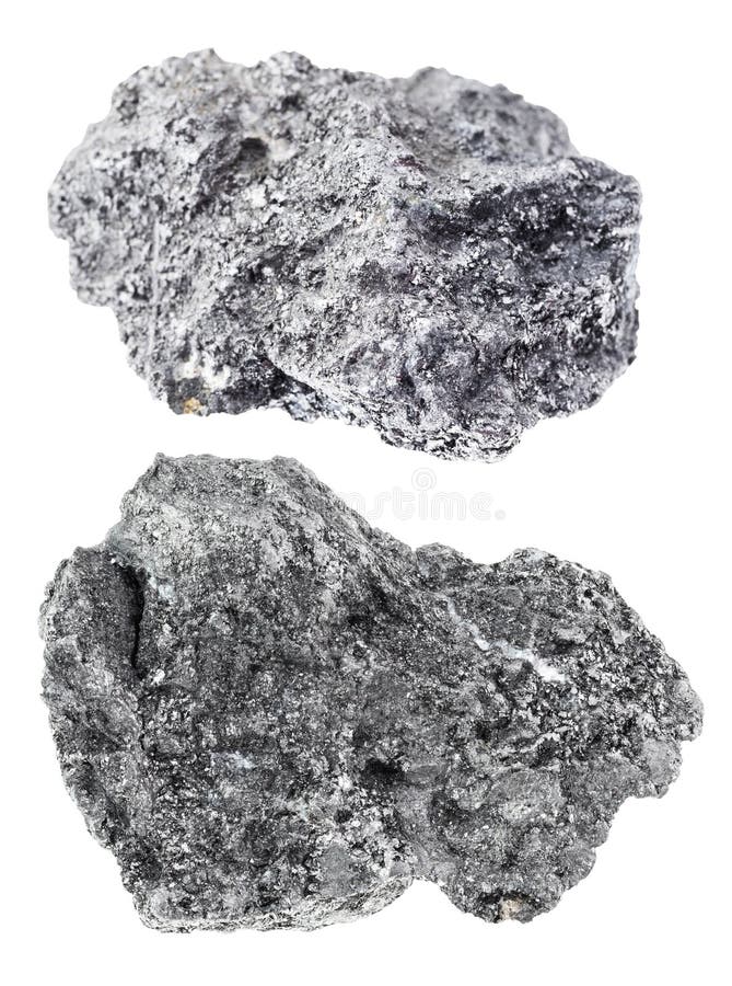 Rough Graphite Stone on White Stock Image - Image of rock, material ...