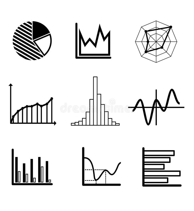 Set of graphs and charts stock vector. Illustration of financial - 39082342