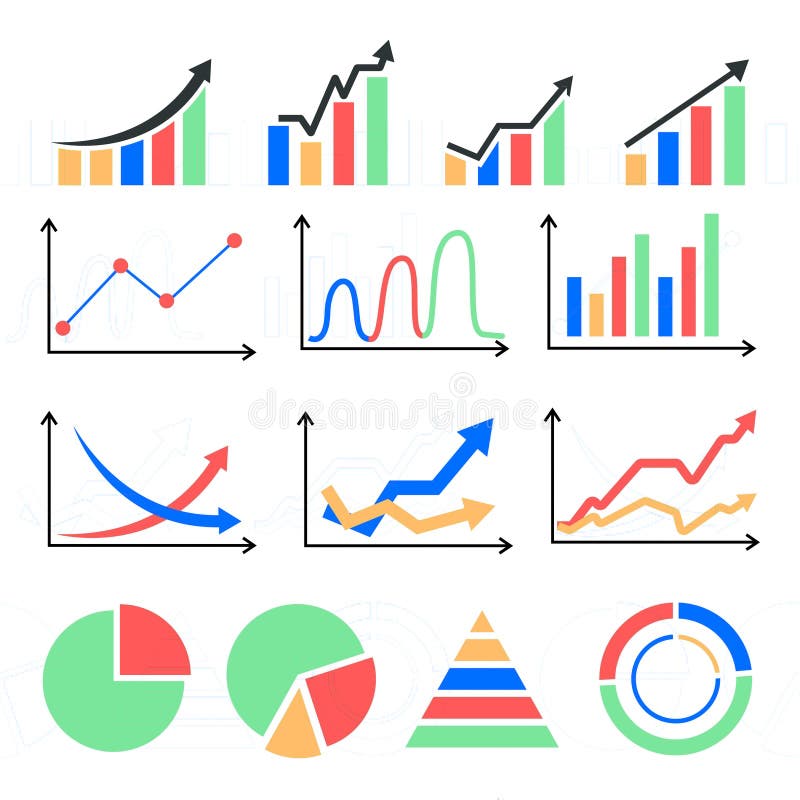 A Set of Graphs. Growing Graph, Charts Stock Illustration ...
