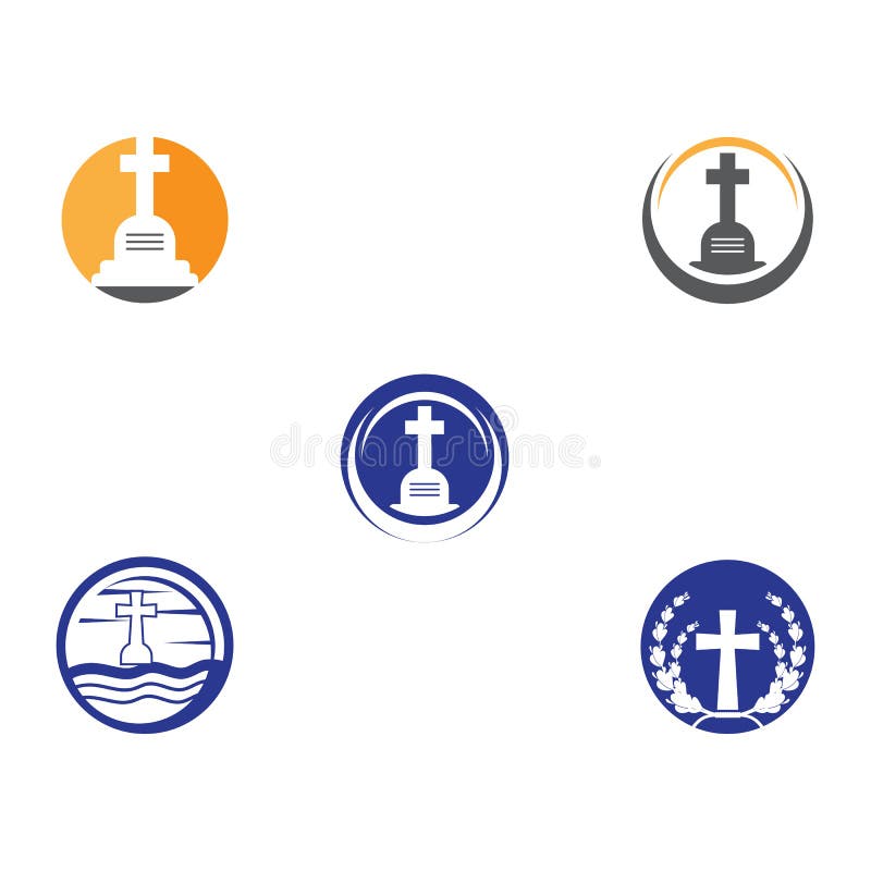 Set Gravestone Logo Template Vector Stock Vector - Illustration of bury ...