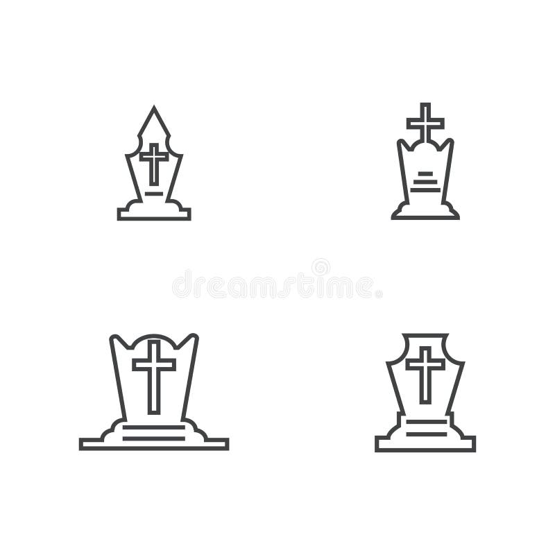 Set Gravestone Logo Template Vector Symbol Stock Vector - Illustration ...
