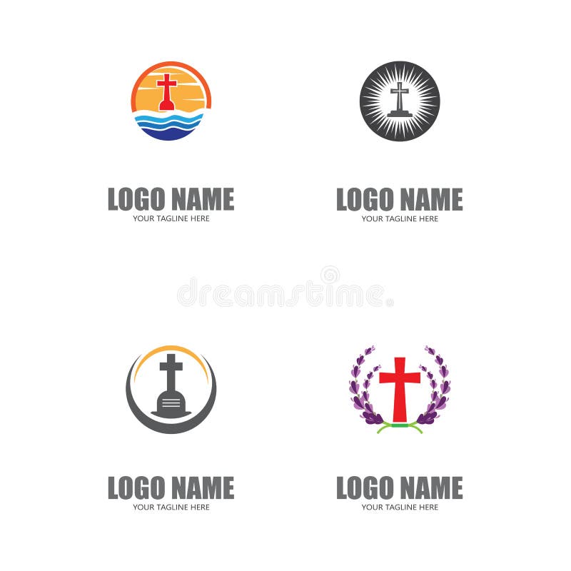 Set Gravestone Logo Template Vector Symbol Nature Stock Vector ...