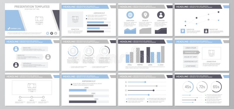 Set of Gray and Blue Elements for Multipurpose Presentation Template ...