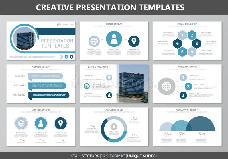 Set of Gray and Blue Elements for Multipurpose Presentation Template ...