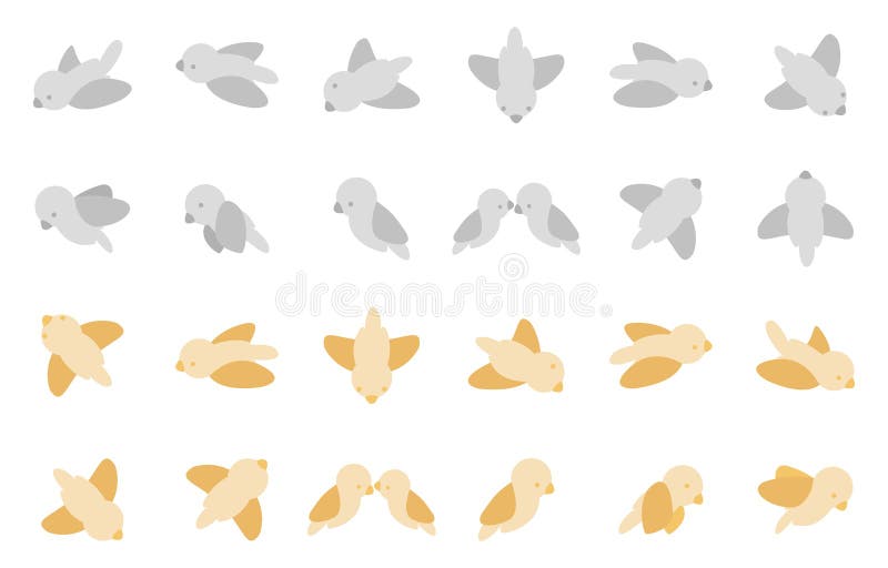 Set Gray Brown Bird Cartoon Action Movement Symbol Icon for Idea Web ...