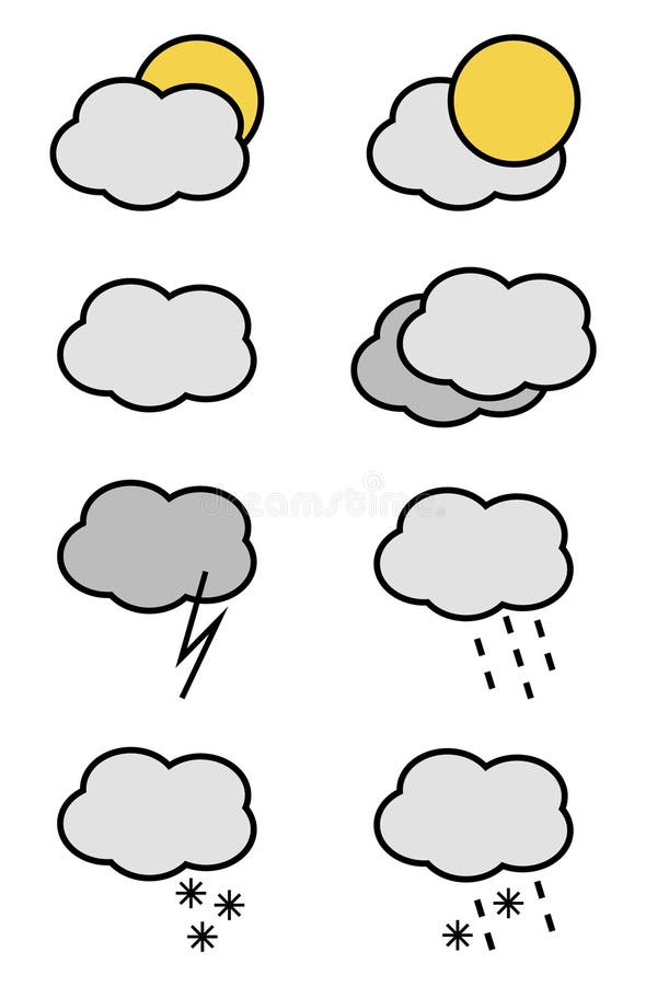 Set of Gray Clouds for Weather Forecast Stock Vector - Illustration of ...