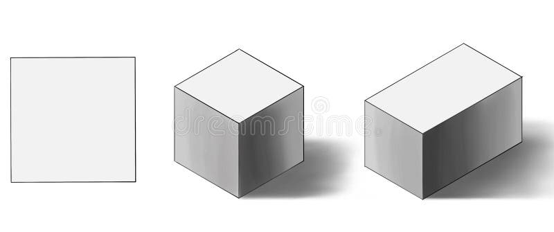 Set of Gray Cubes with Shadow on a White Background. Geometry of a ...