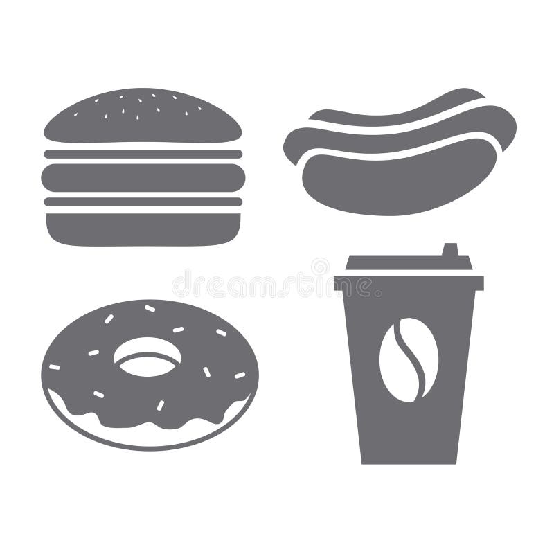 Junk Food Gray Vector Icons Stock Illustrations – 26 Junk Food Gray ...