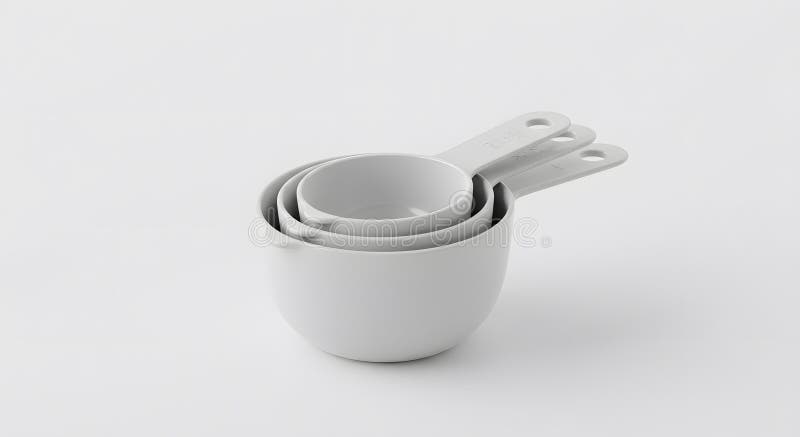 Set of Gray Nesting Measuring Cups on White Surface Stock Illustration ...