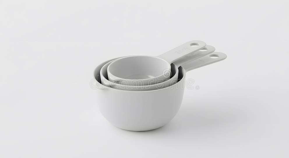 Set of Gray Nesting Measuring Cups on White Surface Stock Illustration ...