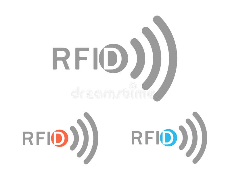 Set from the Gray Rfid Logo with the Image of the Waves of ...