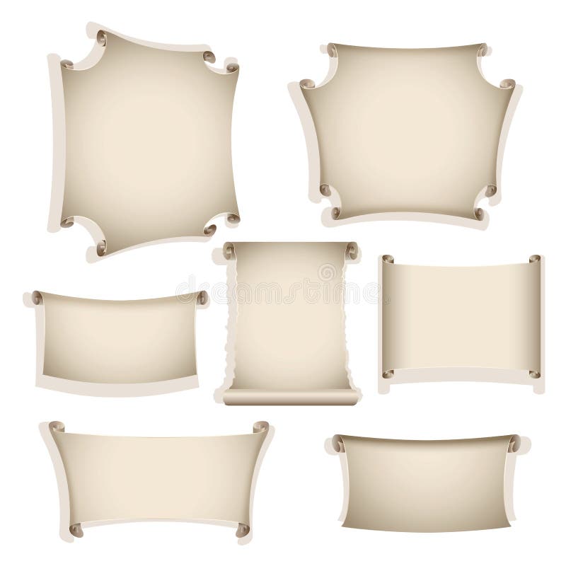 Set of the gray scrolls. stock vector. Illustration of folded - 69141913