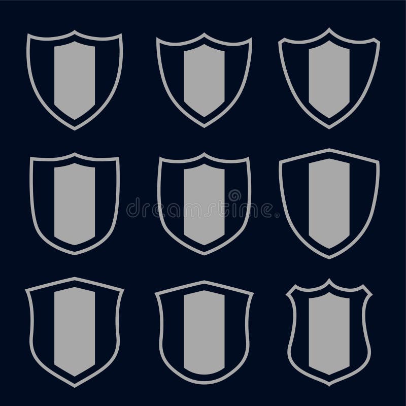 Set of Gray Shield Symbols and Signs Stock Vector - Illustration of ...