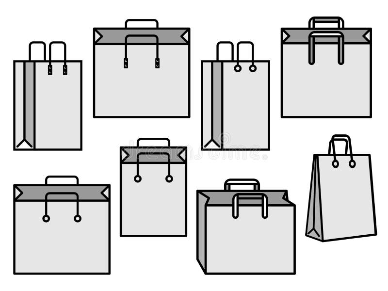 Set Of Gray Shopping Bags Stock Vector Illustration Of Bags 91219014