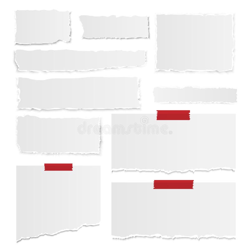 Set of Gray Torn Note Papers with Adhesive Stock Illustration ...