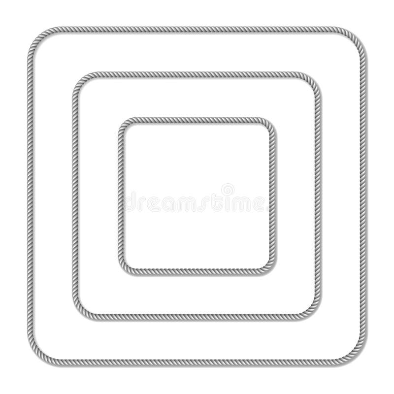 Set of Gray White Rope Woven Square Vector Border, Square Vector Frame ...
