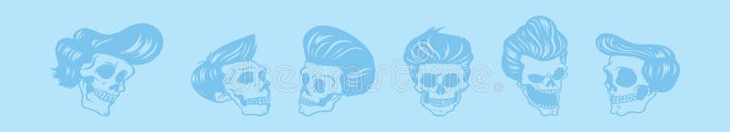 Set of Greaser Cartoon Icon Design Template with Various Models. Vector ...