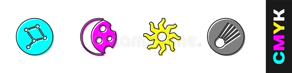 Set Great Bear Constellation, Eclipse of the Sun, Sun and Comet Icon ...