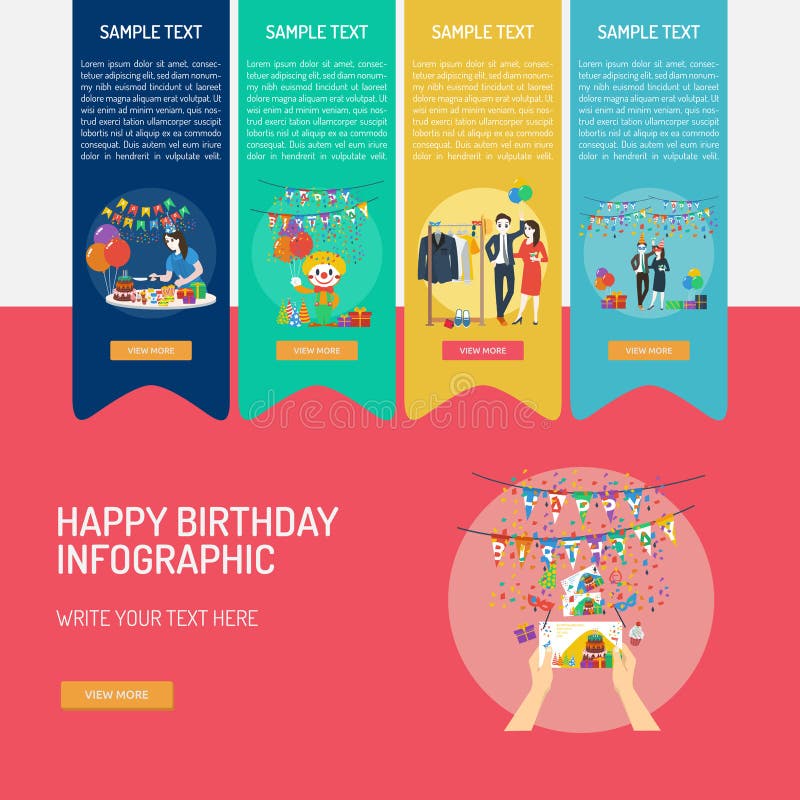 Happy Birthday infographic stock illustration. Illustration of ...