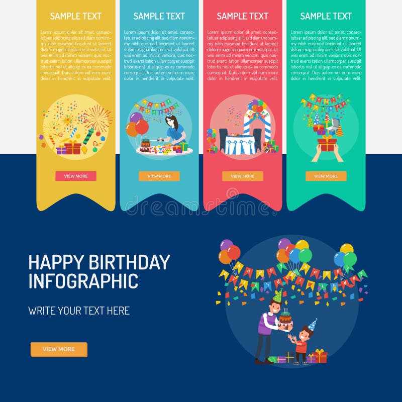 Happy Birthday infographic stock illustration. Illustration of ...