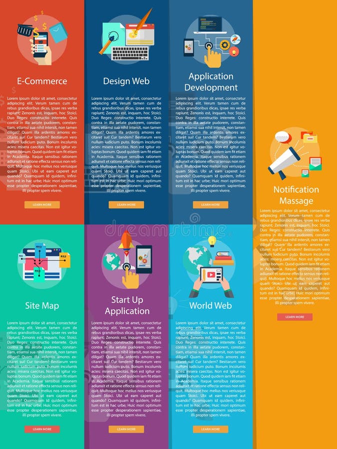 Web and Development Vertical Banner Concept Stock Illustration ...