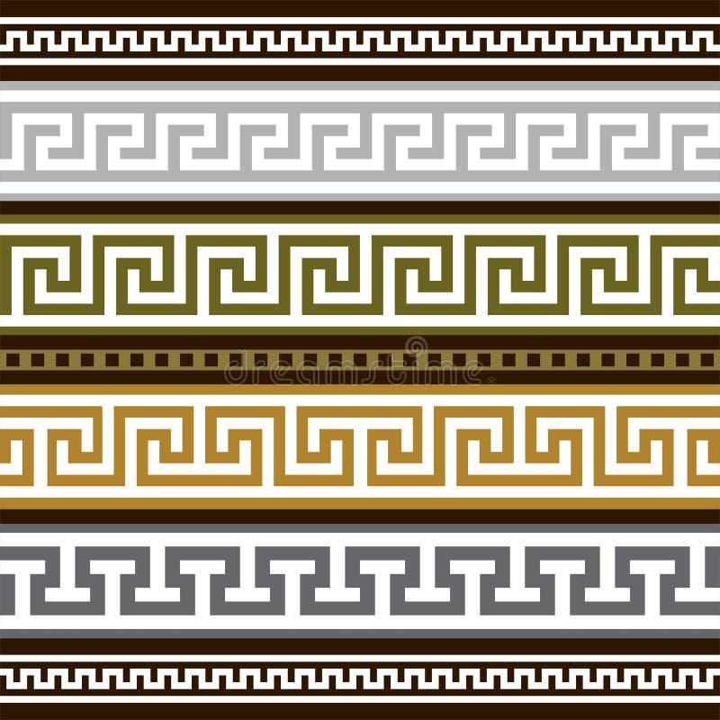 Set of Greek Geometric Borders Stock Vector - Illustration of seamless ...