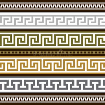 Set of Greek Geometric Borders Stock Vector - Illustration of seamless ...