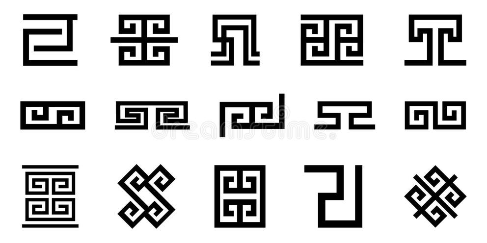 Set of Greek Key Borders Element. Geometric Meander. Meander Geometric ...