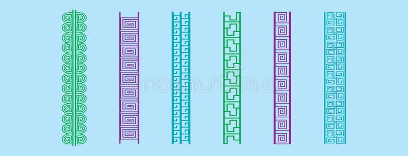 Set of Greek Key Cartoon Design Template with Various Models. Vector ...
