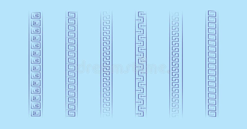 Set of Greek Key Cartoon Design Template with Various Models. Vector ...
