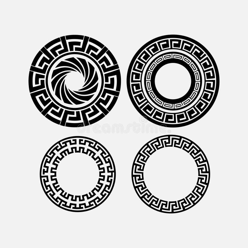 Set of Greek Key Pattern Circle Designs. Stock Vector - Illustration of ...