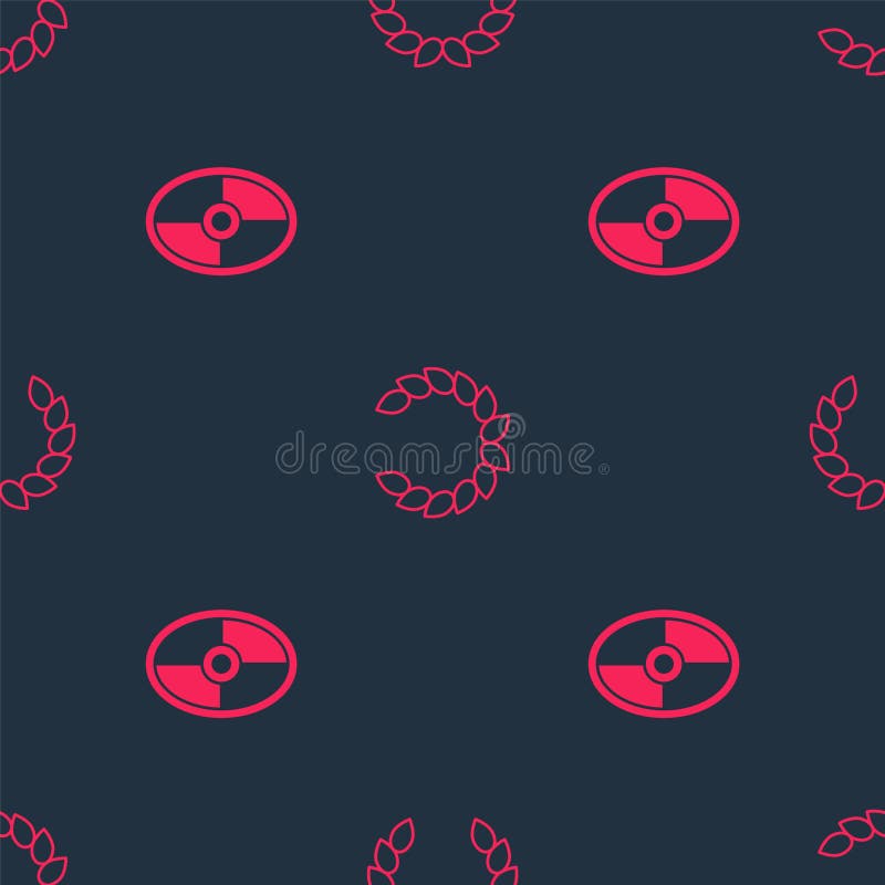 Set Greek Shield and Laurel Wreath on Seamless Pattern. Vector Stock ...