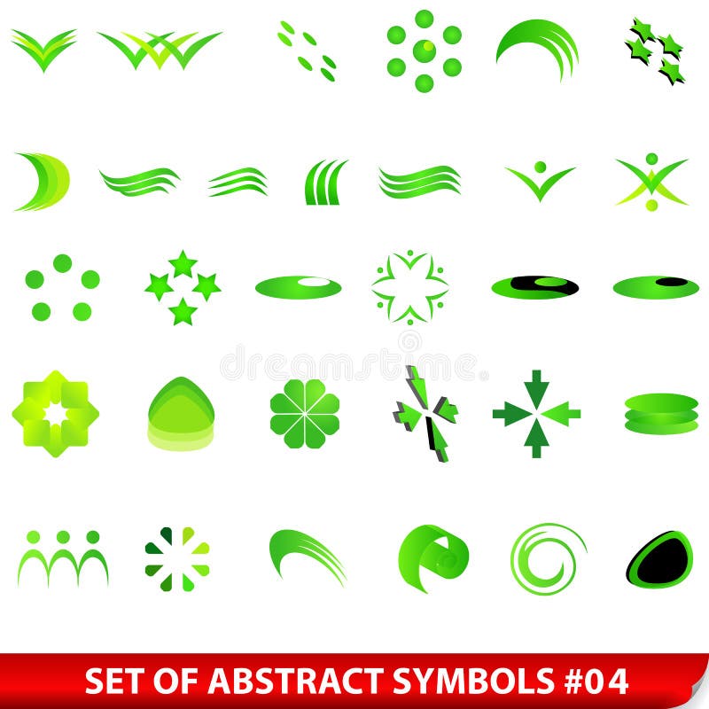 Set of Green Abstract Symbols Stock Vector - Illustration of colored ...