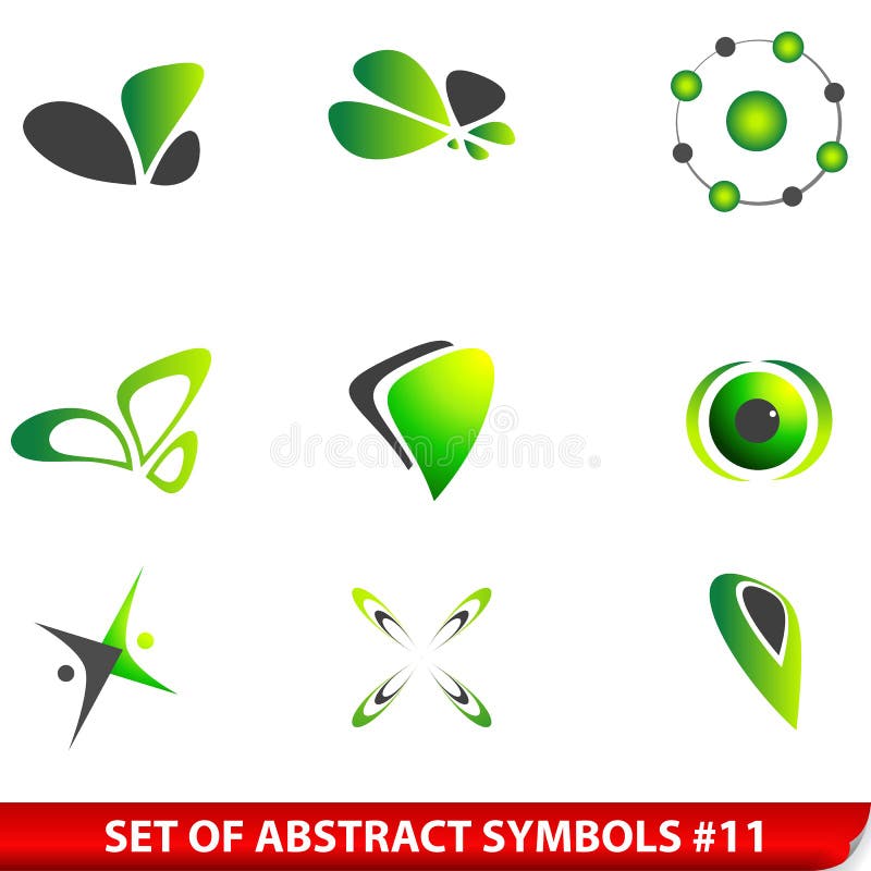 Set of Green Abstract Symbols Stock Vector - Illustration of original ...