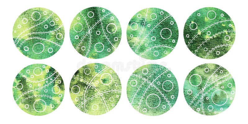 Set of Green Abstract Watercolor Circles for Highlight Backgrounds ...
