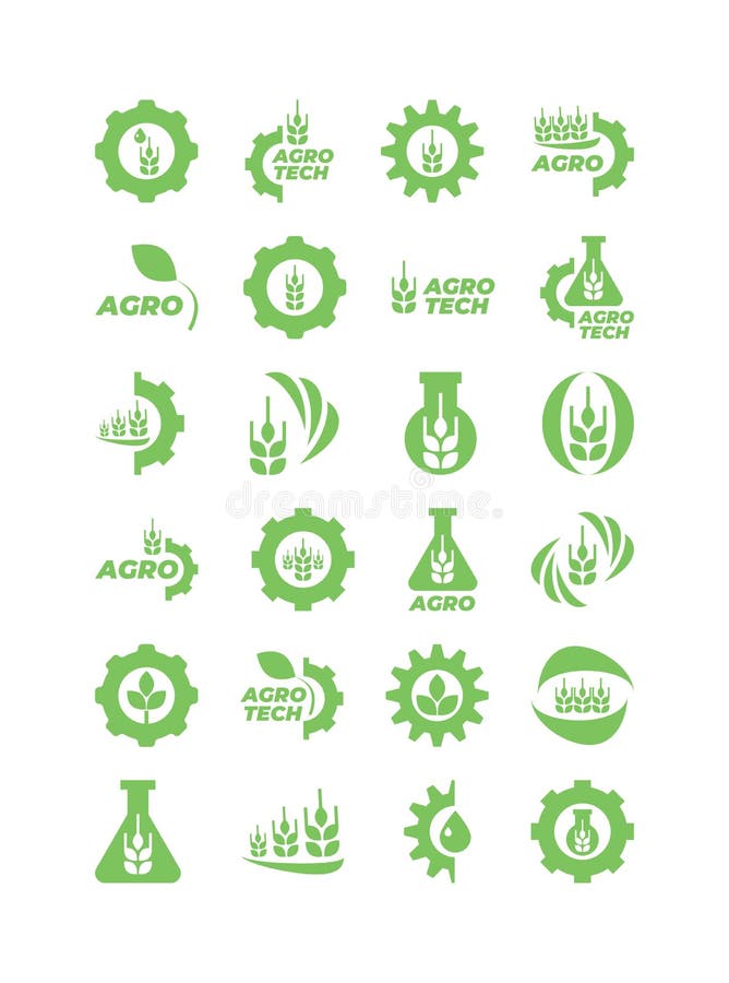 Agro and Bio Icons Template for Your Logo. Black and White Vector Stock ...