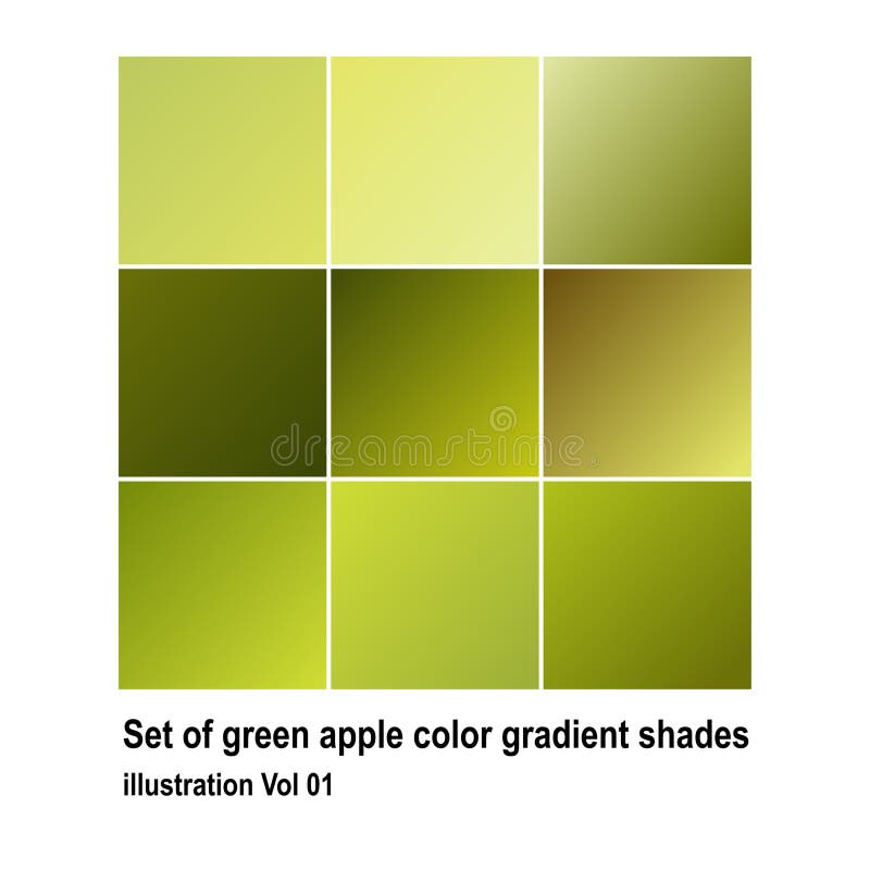Set of Green Apple Color Gradient Shades Illustration Vol 01 Stock ...