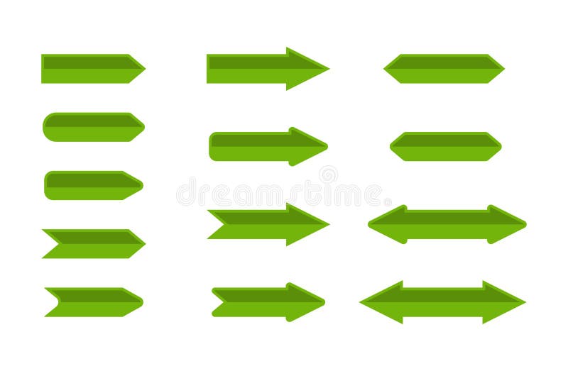 Set of Green Arrows of Different Shapes and Configurations for Design ...