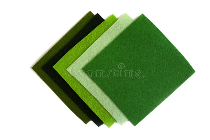Set of Green Bright Color Felt Samples, Multicolor, Bright, Closeup ...
