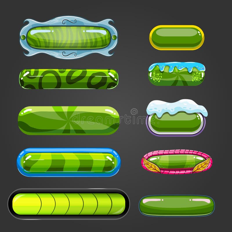 Set of Green Button for Game Design Stock Illustration - Illustration ...