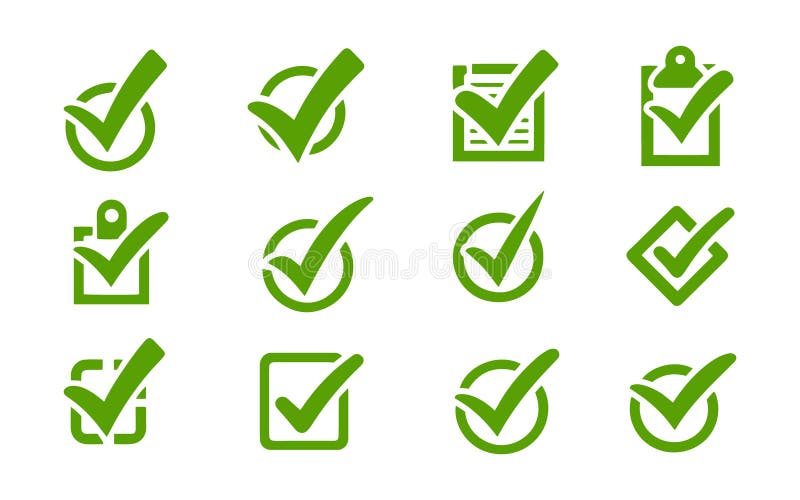 Set of Green Check Mark Icon Vector Illustration on Isolated Background ...