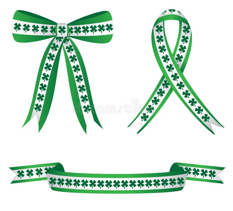 Green ribbon with clover stock vector. Illustration of floral - 9551834