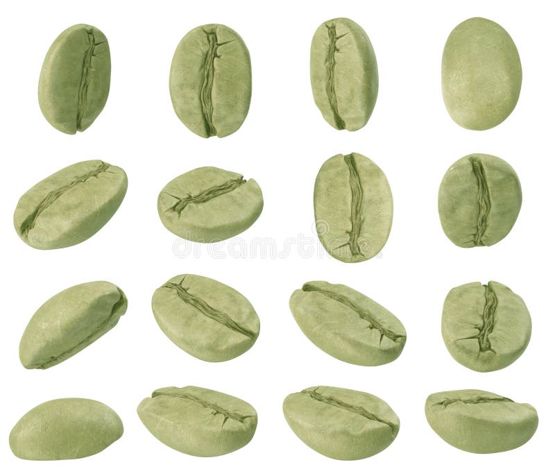 Set of Green Coffee Beans in Different Angles Stock Photo - Image of ...