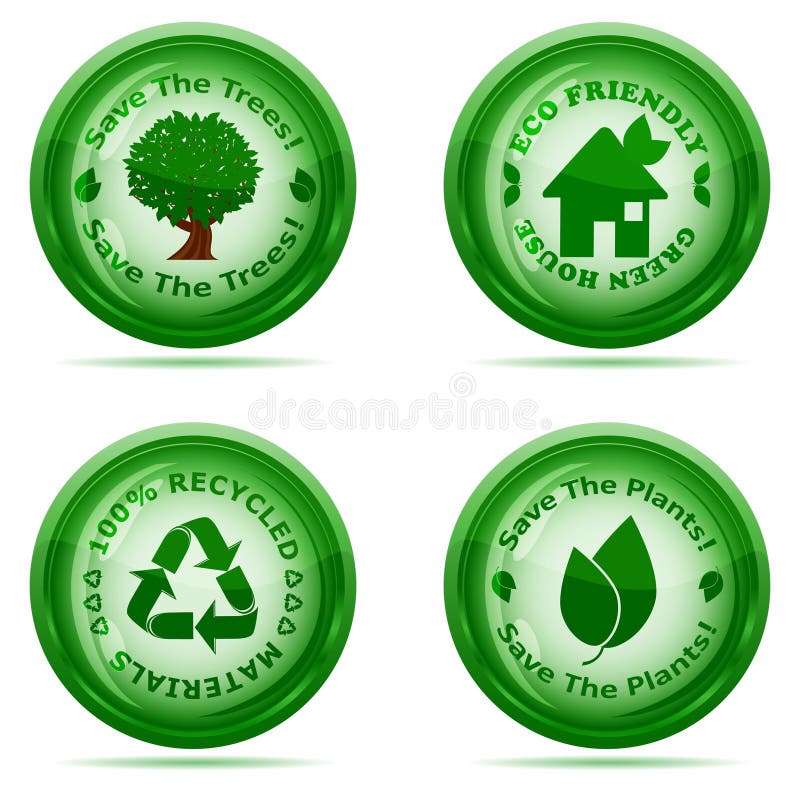 Eco Green and Environment Protection Icon Set Stock Vector ...