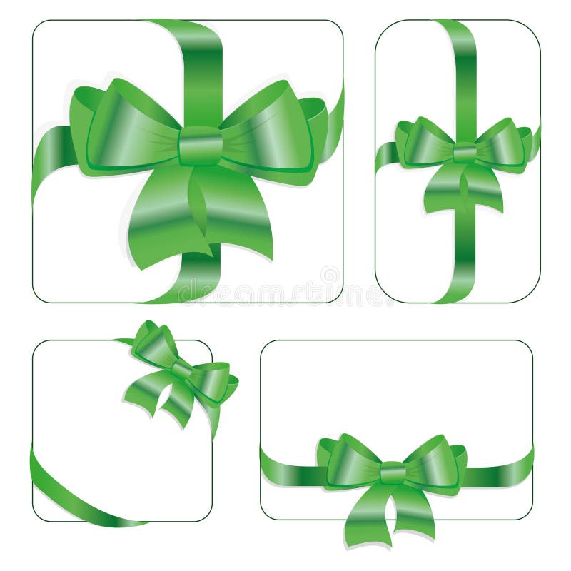 Set of Green Gift Bows with Ribbons Vector Stock Illustration ...