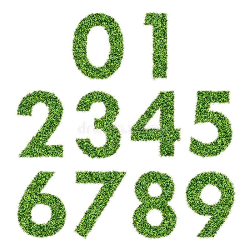 Set of Green Grass Numbers stock illustration. Illustration of ...
