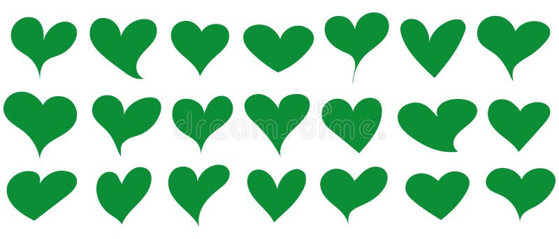 Set of Green Hearts Icons - Vector Illustrations Stock Vector ...