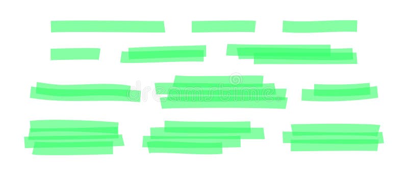 Set of Green Highlight Marker Lines. Different Transparent Handdrawn ...
