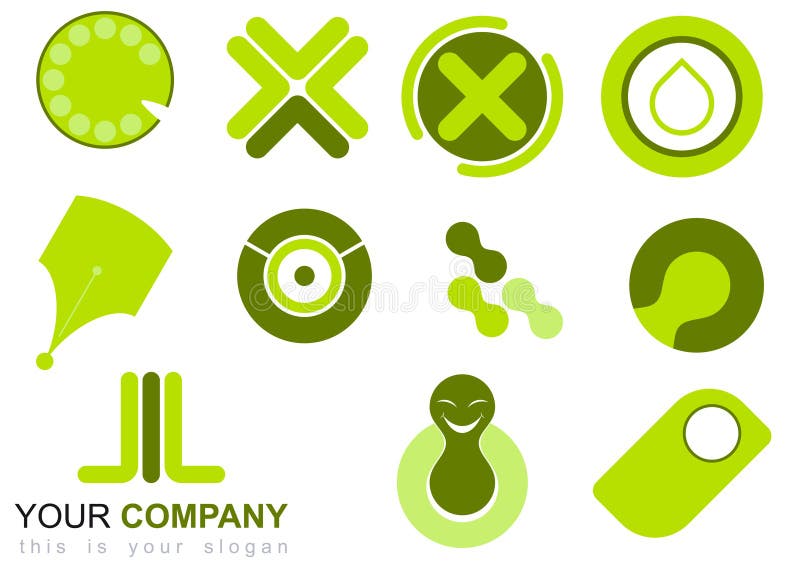Set of green icons stock vector. Illustration of abstract - 5647189
